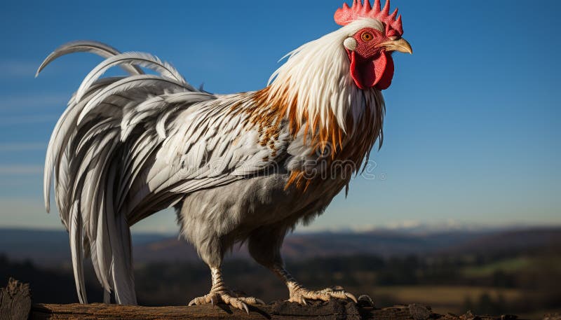 Majestic Rooster Standing in a Yellow Meadow, Surrounded by Nature ...