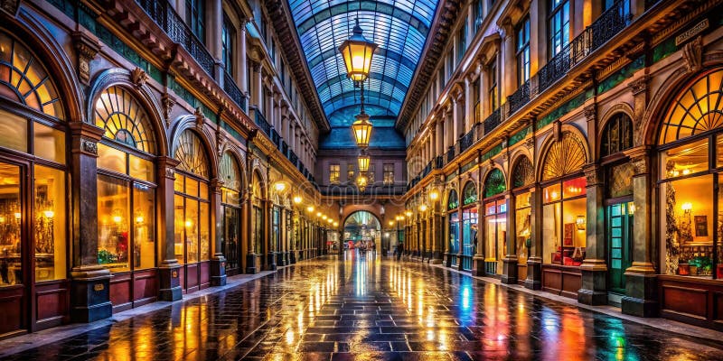 Majestic Royal Arcade at Night Architectural Elegance and Illuminated ...
