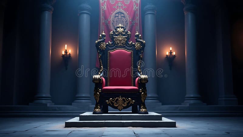 Majestic Royal Throne in a Grand Palace Hall Stock Illustration ...