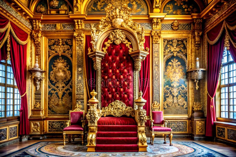 Majestic Royal Throne in Opulent Grand Hall. Created with AI Generative ...