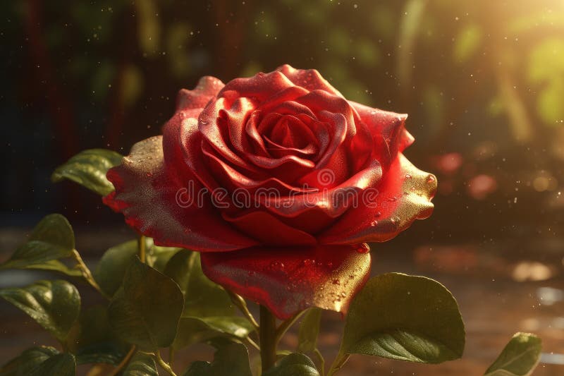 Majestic Ruby Rose Sunlight. Generate Ai Stock Illustration ... Majestic Ruby Rose Sunlight. Generate Ai Stock Illustration ...