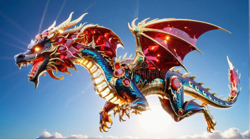 Majestic Ruby-Scaled Dragon Stock Illustration - Illustration of ...