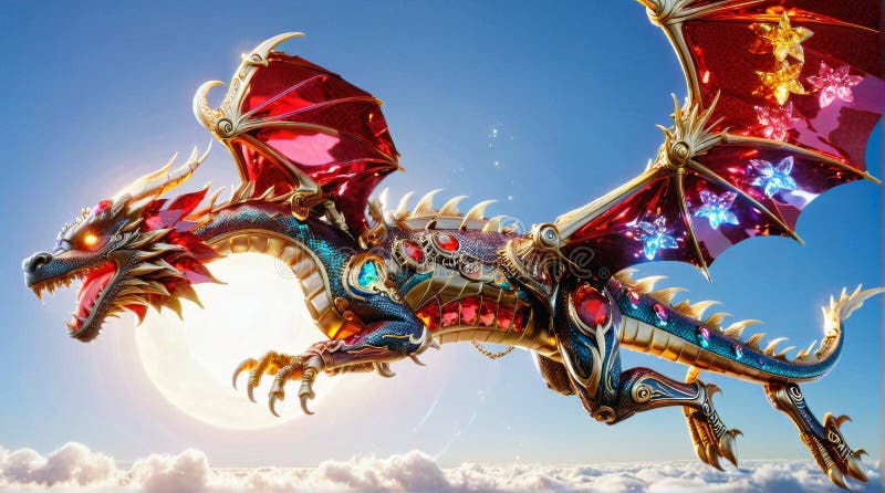 Majestic Ruby-Scaled Dragon Stock Illustration - Illustration of epic ...