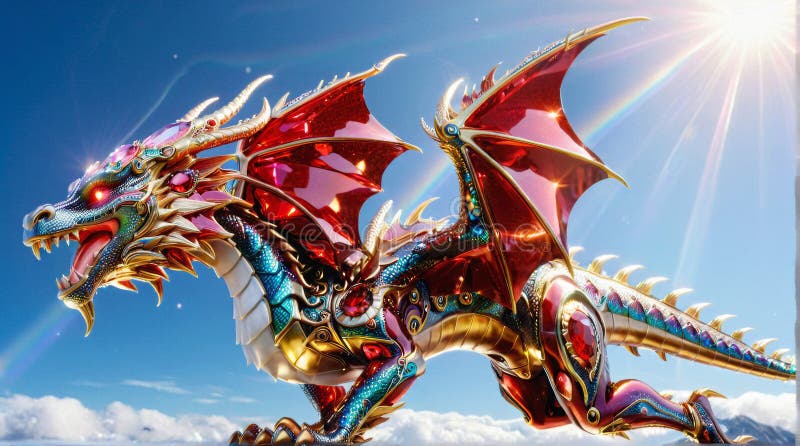 Majestic Ruby-Scaled Dragon Stock Illustration - Illustration of high ...