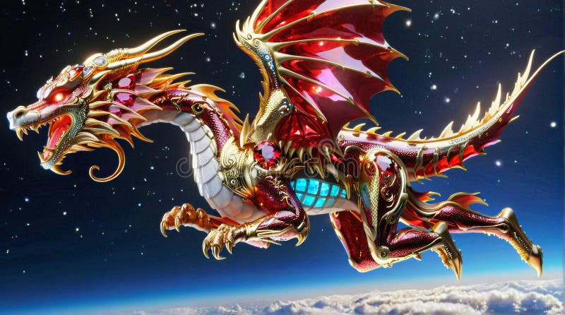 Majestic Ruby-Scaled Dragon Stock Illustration - Illustration of ...