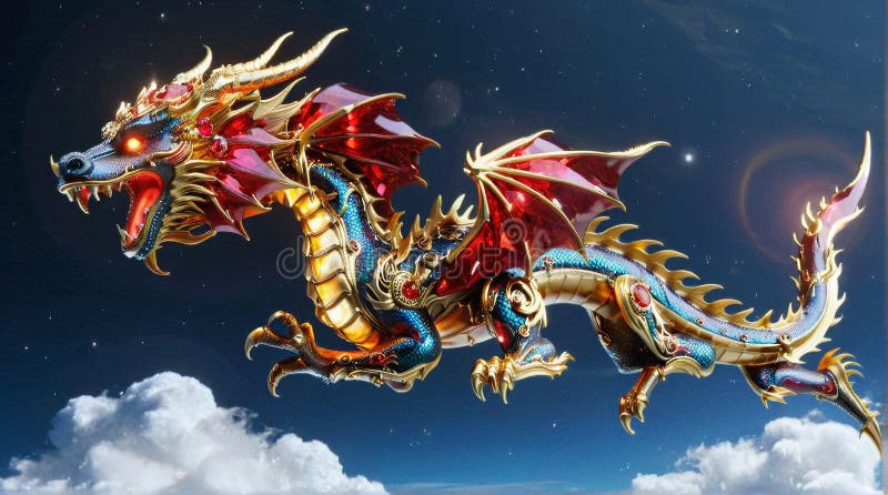 Majestic Ruby-Scaled Dragon Stock Illustration - Illustration of ...