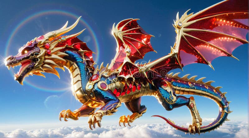 Majestic Ruby-Scaled Dragon Stock Illustration - Illustration of ...