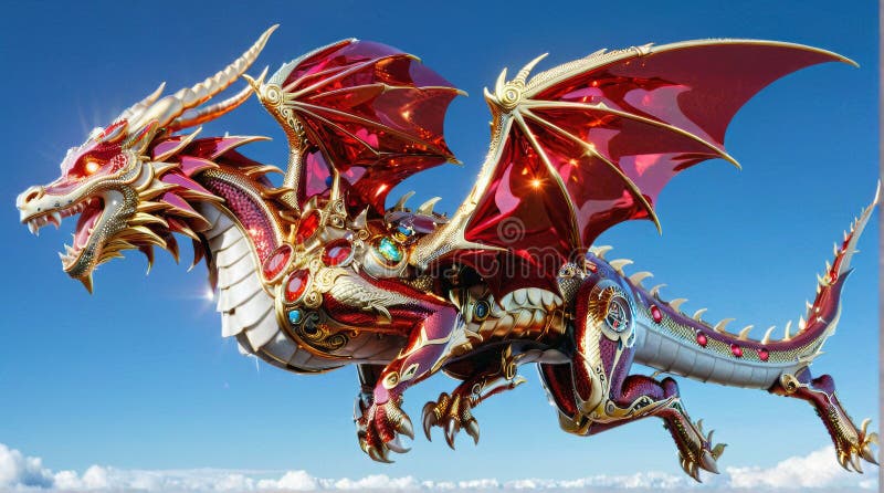 Majestic Ruby-Scaled Dragon Stock Illustration - Illustration of beast ...