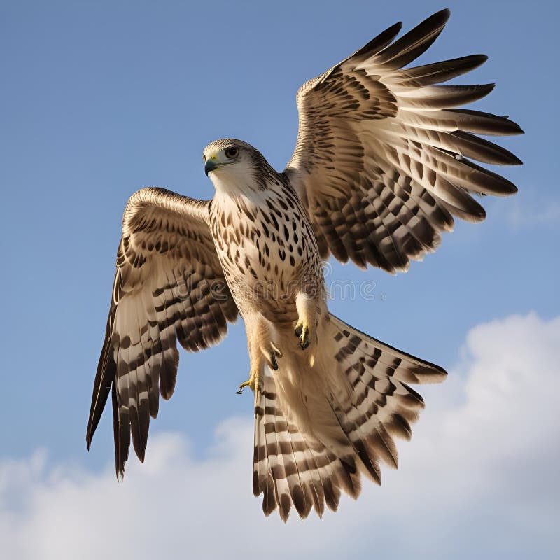 Majestic Saker Falcon Soaring in Blue Sky Stock Photo - Image of saker ...