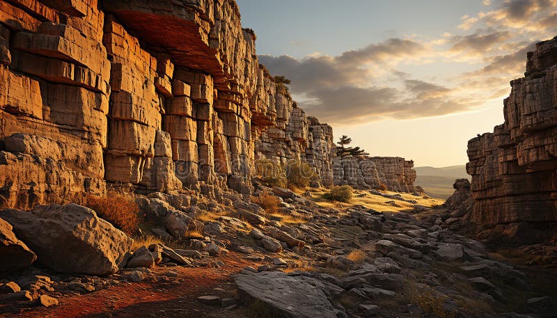 Majestic Sandstone Cliff Eroded by Nature Beauty, a Tranquil Scene ...