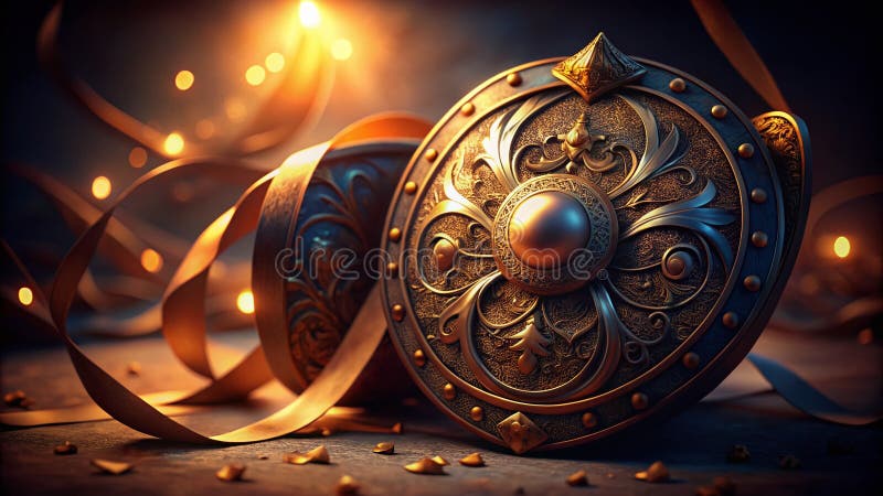 Majestic Shield Vibrant Ribbon and LowLight Drama a Powerful Visual ...