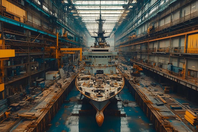 Warship Under Construction stock illustration. Illustration of ...