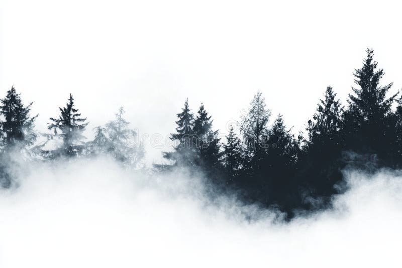 Majestic Silhouette of Pine Trees Emerging through Morning Mist Stock ... Majestic Silhouette of Pine Trees Emerging through Morning Mist Stock ...