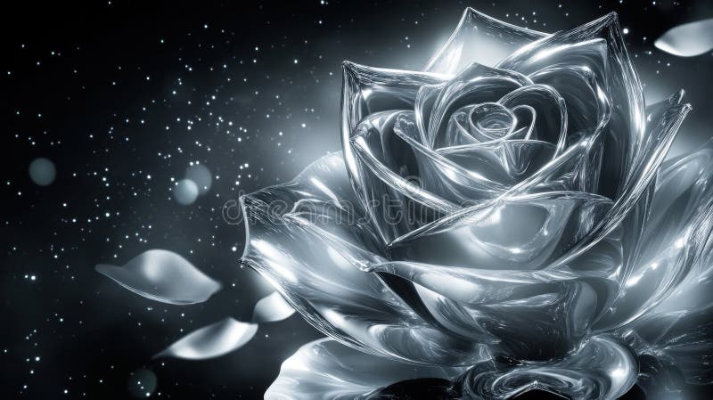 Majestic Silver Rose in Ethereal Stardust Space Stock Photo - Image of ...