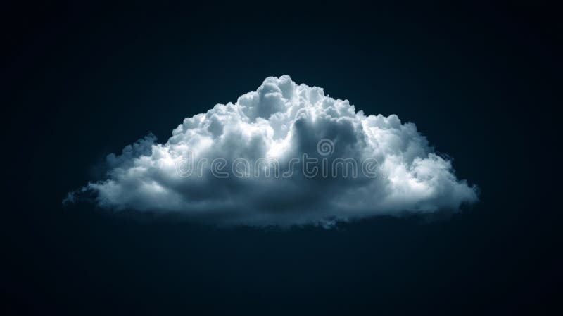 Majestic Single Fluffy Cloud Against Dark Background, Serene Sky ...