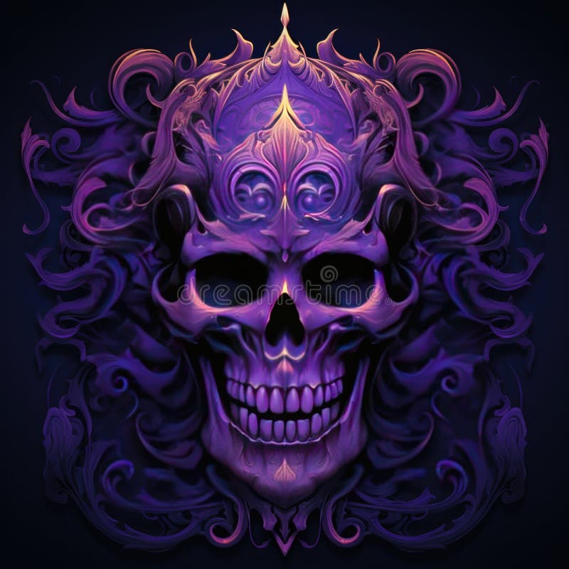 A Majestic Skull in Shades of Purple Stock Illustration - Illustration ...