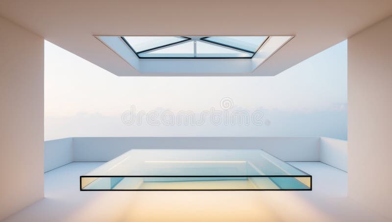 Majestic Skylight with Floating Glass Terrace. Stock Image - Image of ...