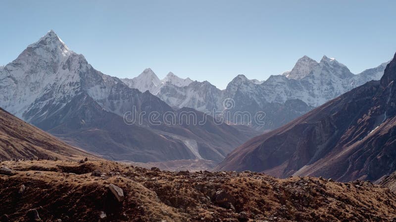 Majestic Snowy Mountain Range with Several Prominent Peaks in the ...