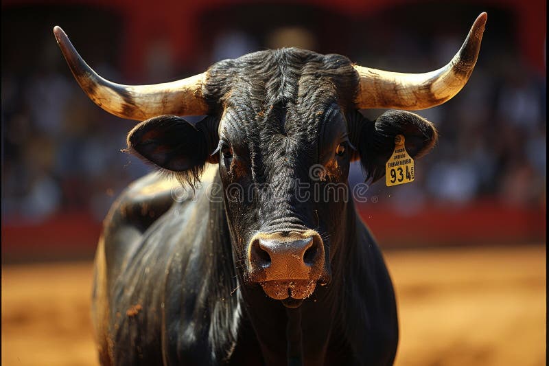 Majestic Spanish Bull with Impressive Horns Proudly Roaming the Open ...