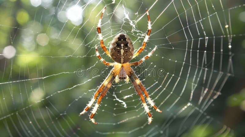 Majestic Spider Weaving Intricate Web in Natural Sunlight Stock Image ...