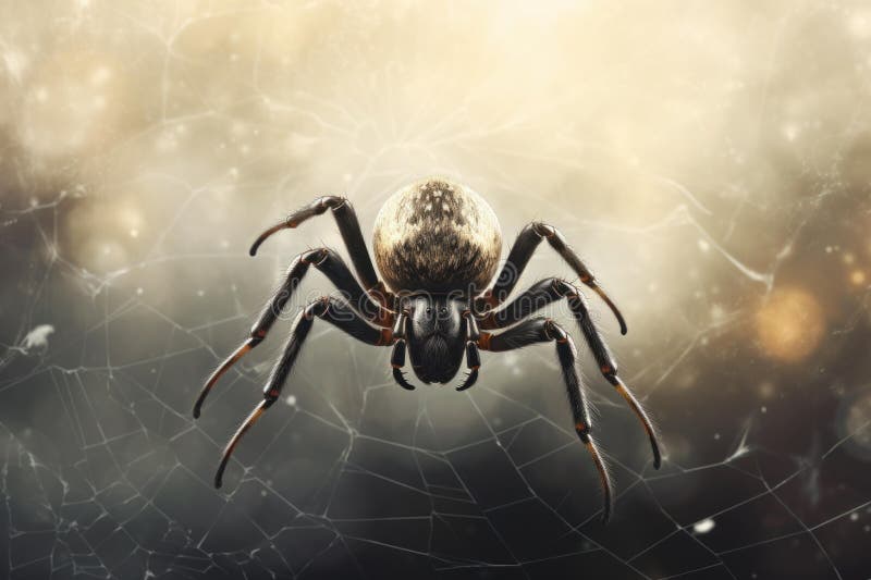 Majestic Spider on Web with Ethereal Backlight Stock Image - Image of ...