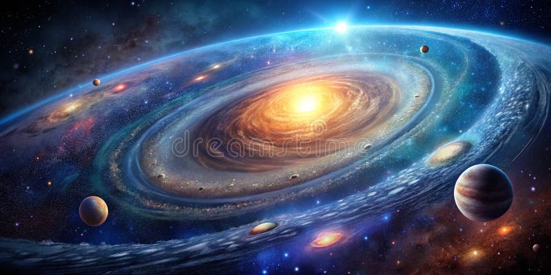 Majestic Spiral Galaxy and Planetary System in Deep Space AI-Created ...