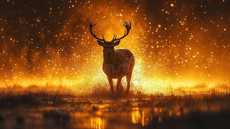 Majestic Stag in Golden Light Stock Illustration - Illustration of ...