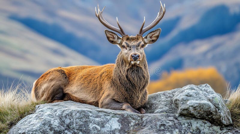 Majestic Stag Resting Rock Stock Photos - Free & Royalty-Free Stock ...