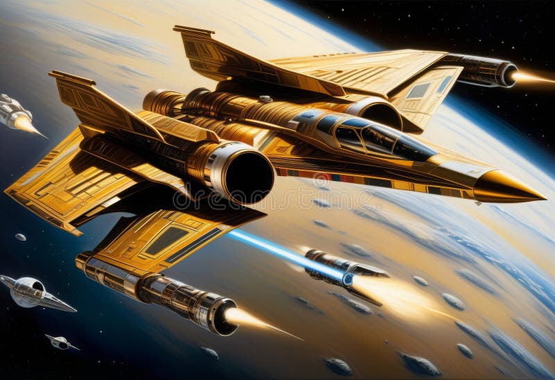 The Majestic Starfighter Unveiled Stock Illustration - Illustration of ...