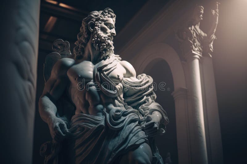Majestic Statue of a Mythological Hero Stock Illustration ...