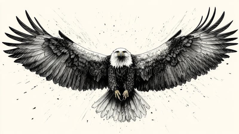 Majestic Stylized Eagle with Outstretched Wings - Symbol of Freedom and Power Stock Illustration ...