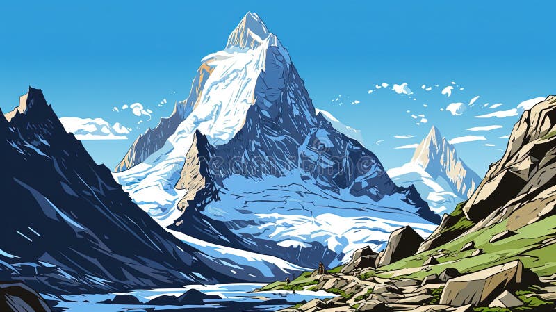 Majestic Summit Adventure stock illustration. Illustration of success ...