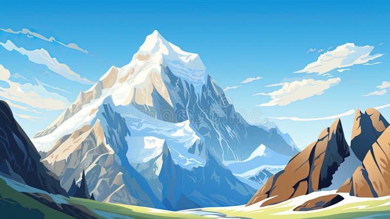 Majestic Summit Adventure stock illustration. Illustration of success ...