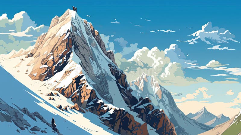 Majestic Summit Adventure stock illustration. Illustration of climb ...