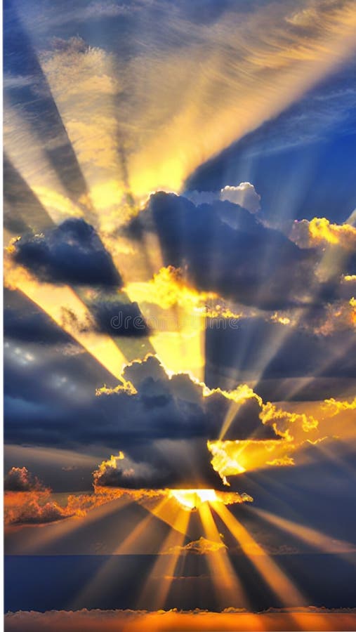 Majestic Sun Rays through Clouds Illustration Artificial Intelligence ...