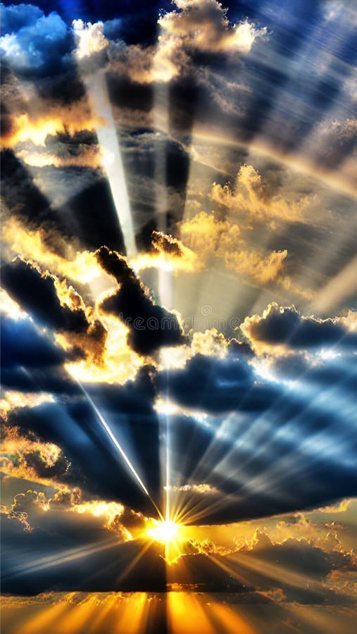 Majestic Sun Rays through Clouds Illustration Artificial Intelligence ...