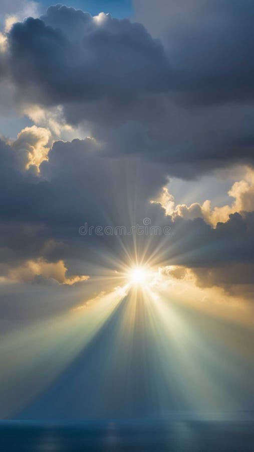 Majestic Sun Rays through Clouds Illustration Artificial Intelligence ...