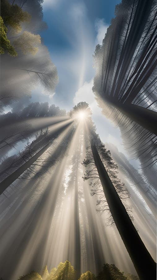 Majestic Sun Rays through Clouds Illustration Artificial Intelligence ...