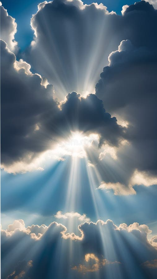Majestic Sun Rays through Clouds Illustration Artificial Intelligence ...