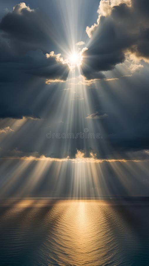 Majestic Sun Rays through Clouds Illustration Artificial Intelligence ...