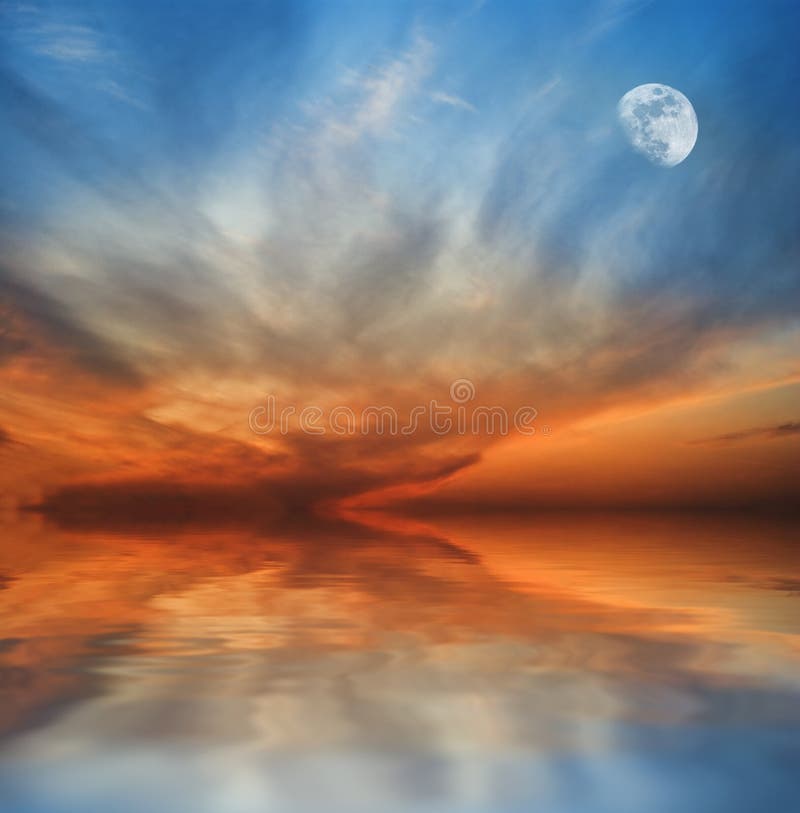 Majestic sunset on a lake stock photo. Image of puddle - 11745738