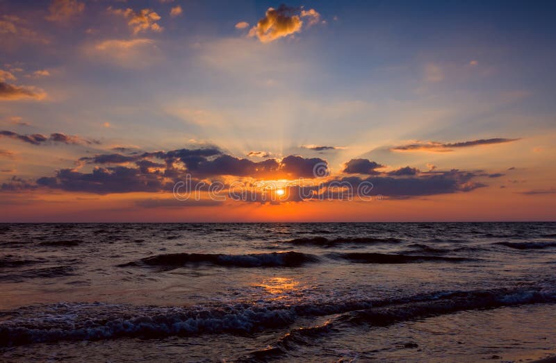 Majestic sunset over sea stock photo. Image of oceanic - 173618402