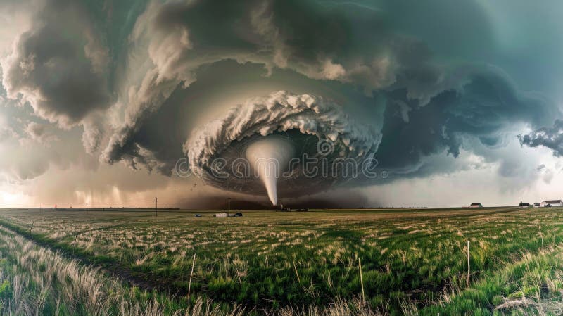 Majestic Supercell Thunderstorm Over Plains with Tornado Formation ...