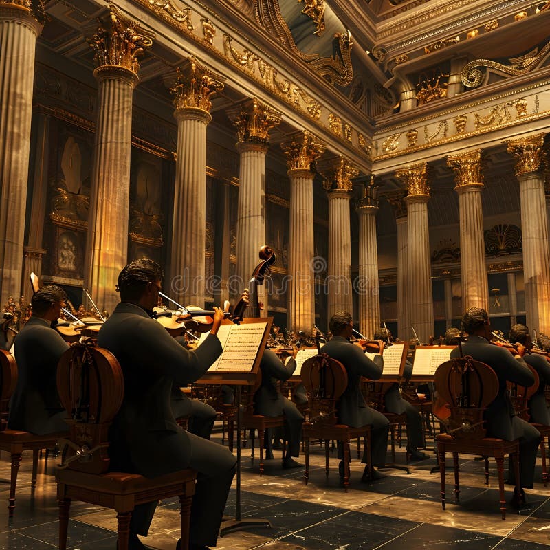 Majestic Symphony Orchestra Performing Classical Masterpiece in Ornate ...