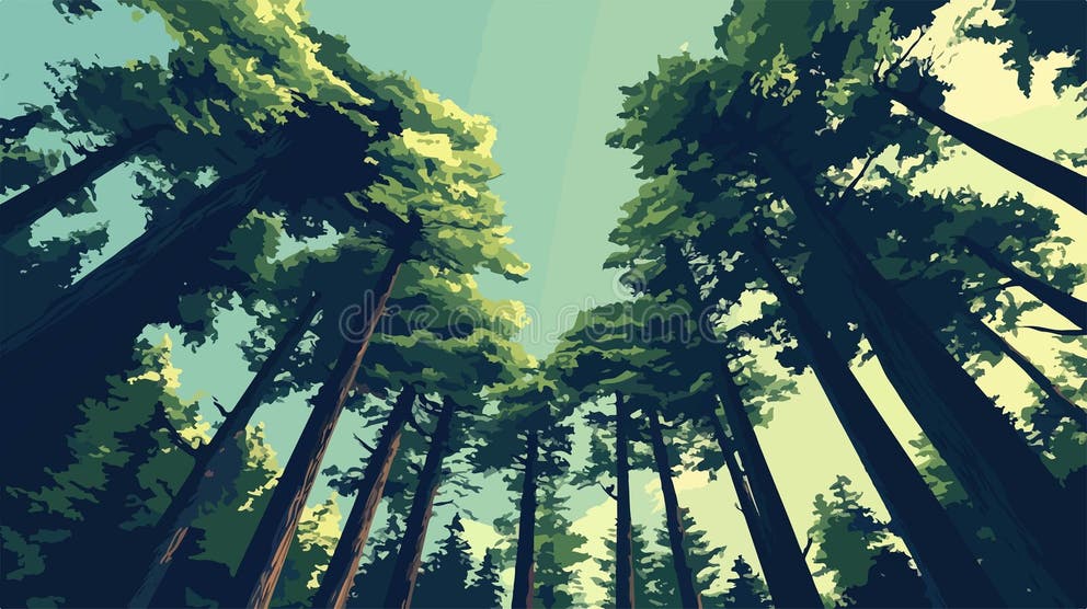 Majestic Tall Pine Trees Reaching Skyward: Forest Giants in the Wilderness Stock Vector ...