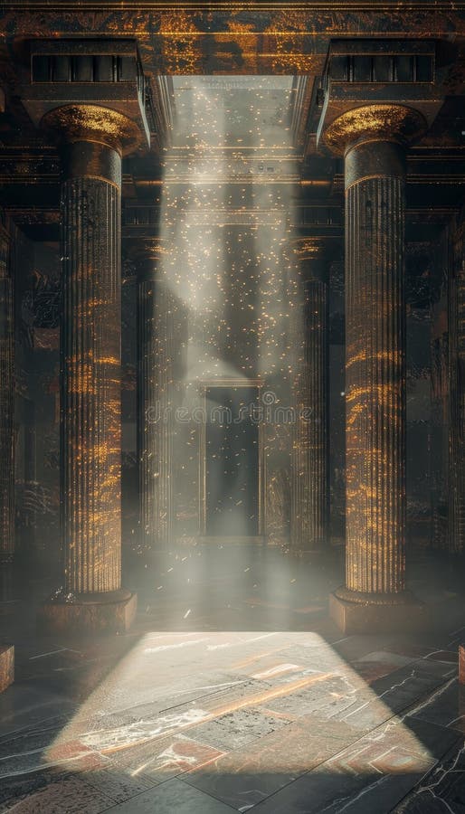 Majestic Temple Interior Highlighting Stoic Wisdom with Dramatic Light ...