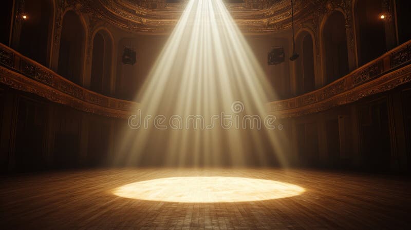 Majestic Theater Interior Spotlight Illuminating Empty Stage Atmosphere ...