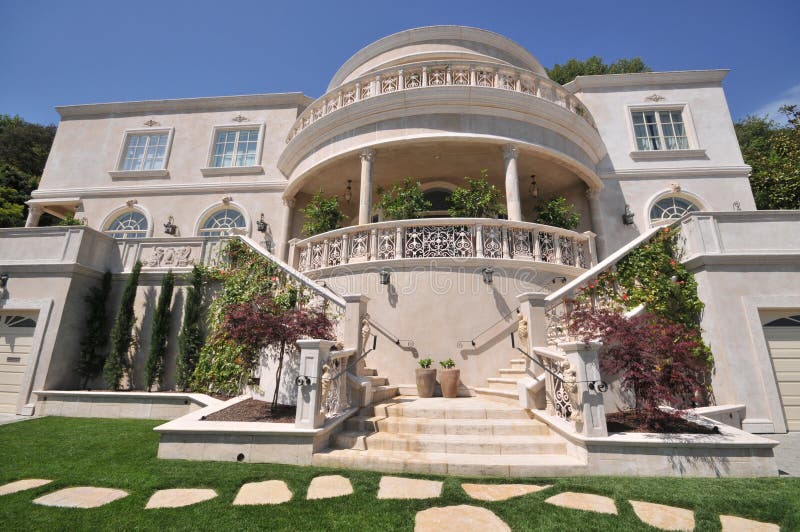 Majestic Three Story Mansion with Plenty of Steps Stock Photo - Image ...