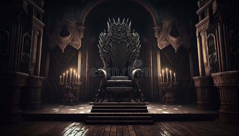 Majestic Throne in the Castle of Darkness in a Vacant Villa Generative ...