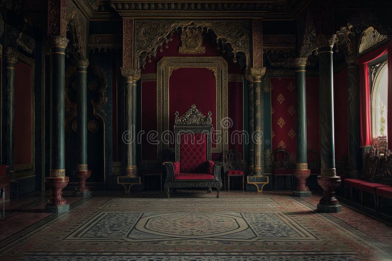 The Majestic Throne in the Castle, Interior of a Royal Throne in a Dark ...